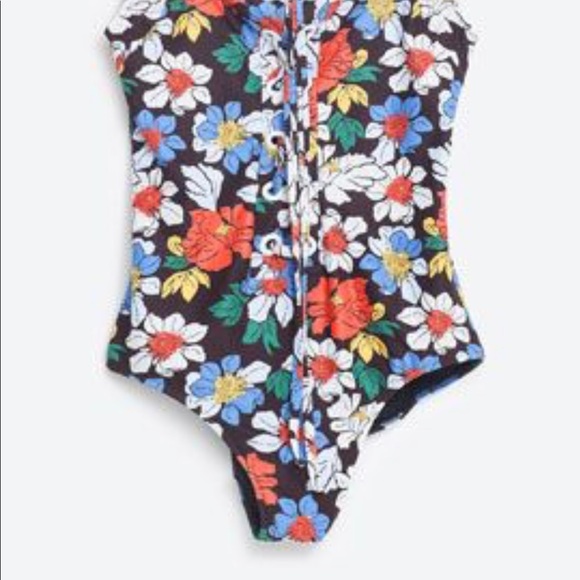 Zara | Swim | One Piece Floral Tie Up Bathing Suit | Poshmark
